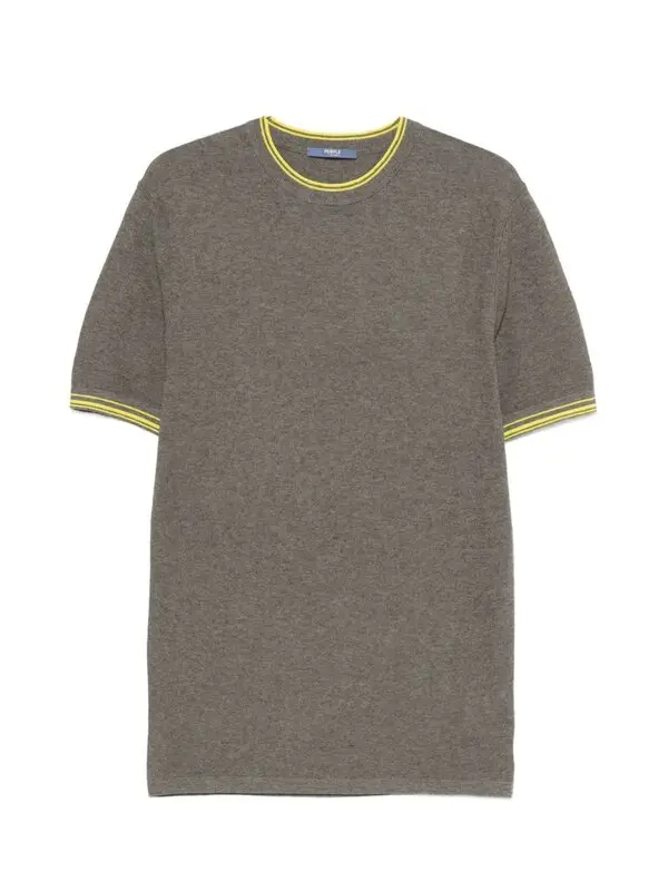 PEOPLE OF SHIBUYA Ribbed Trim Crew Neck Sweater - Grey