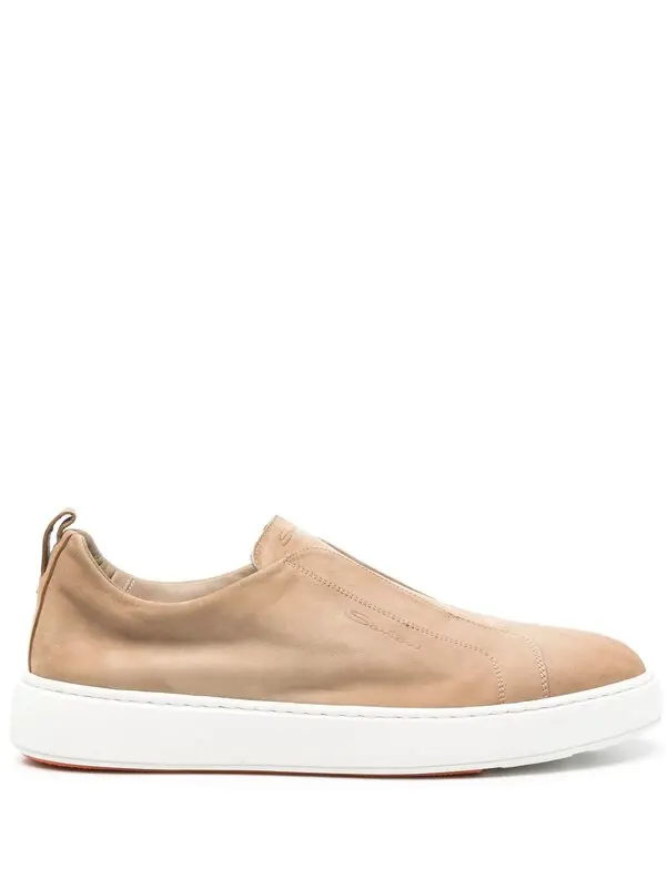 Santoni Premium Sneakers With Contrasting Rubber Sole And Pull-tab