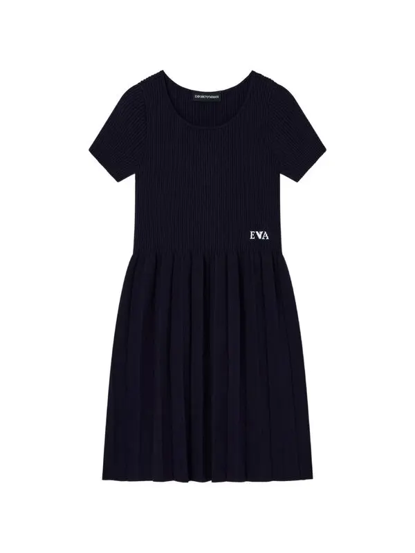 Emporio Armani Ribbed Texture Short Sleeve Mini Dress