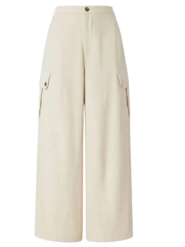Pinko Cotton Twill Wide-leg Cargo Trousers - Beige
