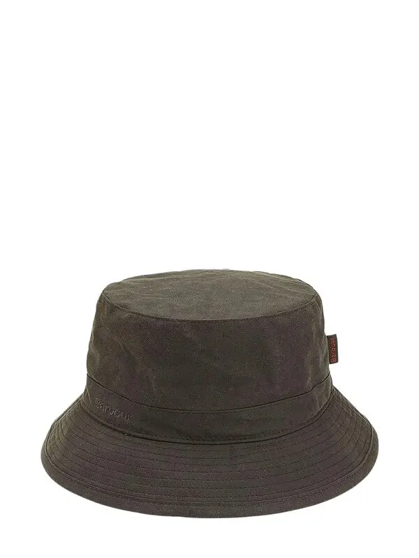 Barbour Waxed Cotton Embroidered Logo Bucket Hat - Green
