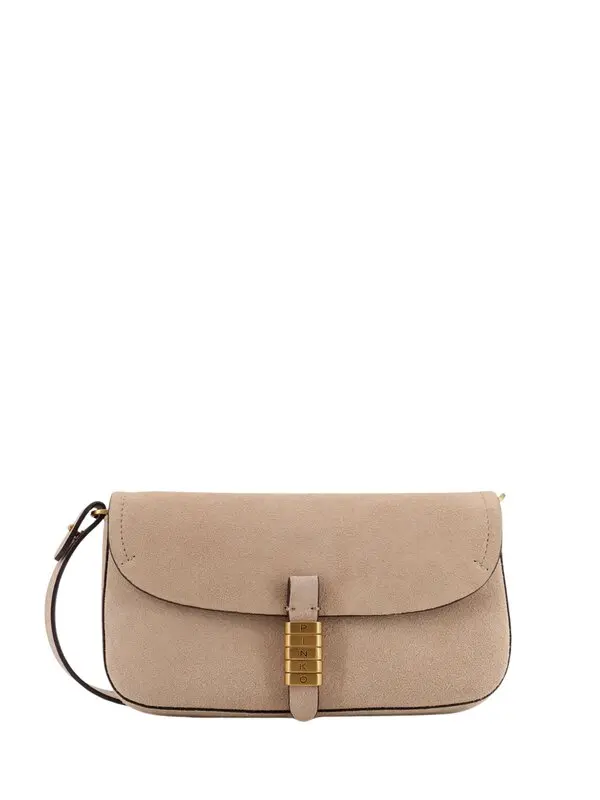 Pinko Leather Cross Body Bag With Gold Tone Logo Clasp