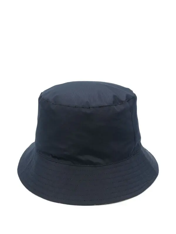 Barbour Reversible Mini Logo Hat With Check Pattern And Narrow Brim - Navy