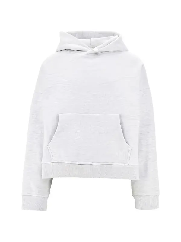 ENTIRE STUDIOS Cotton Drawstring Hood Pouch Handbag With Ribbed Cuffs - Grey