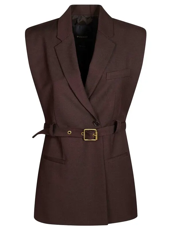 Pinko Diagonal Quilted Vest - Marrone