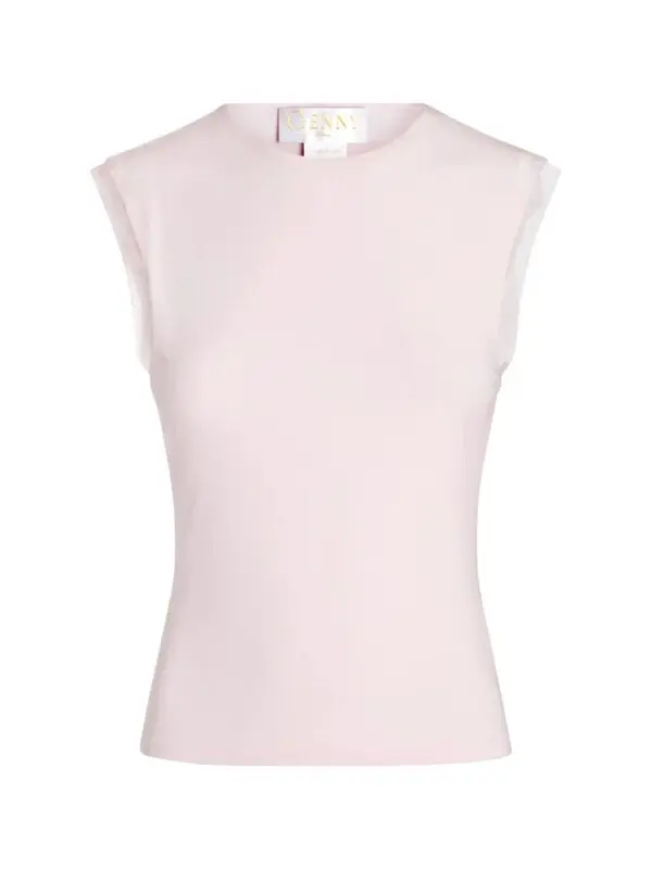 GENNY Round Neck Fitted Top - Pink