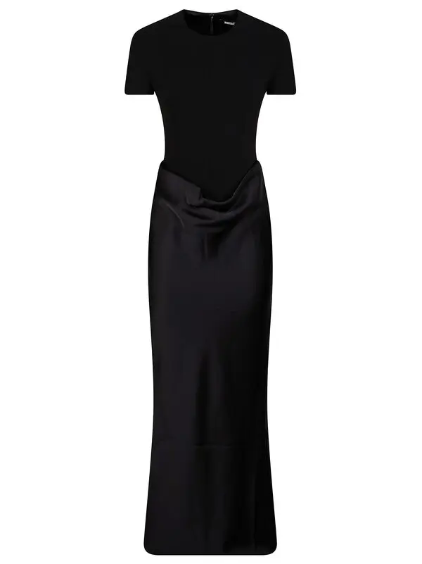 ROTATE BY BIRGER CHRISTENSEN Cap-sleeve Draped Maxi Dress - Nero