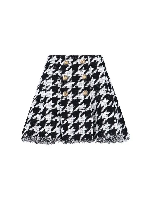 Balmain Inspired Cotton-blend Mini Skirt For - Black