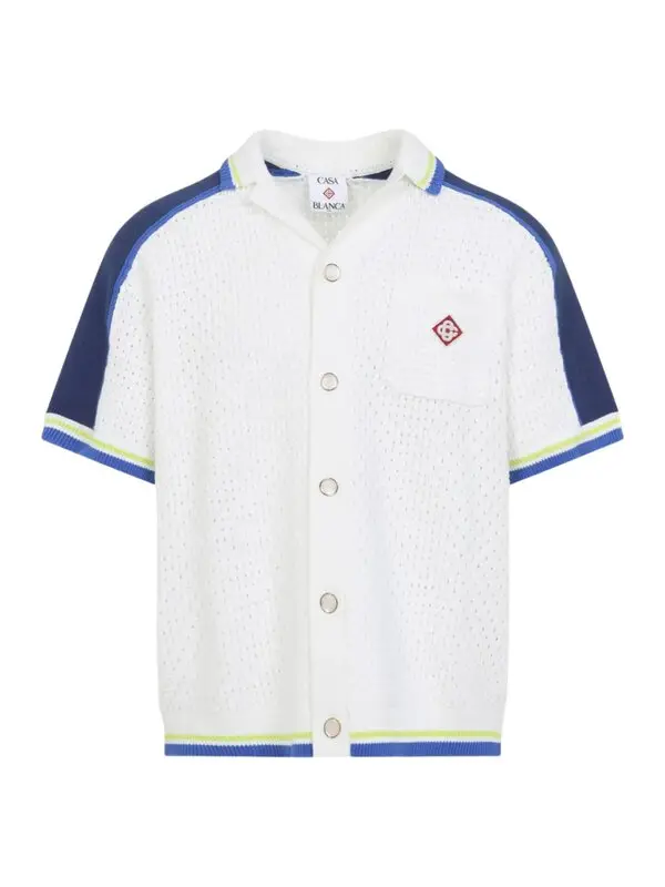 Casablanca Contrasting Trims Chest Pocket Logo-embroidered Short-sleeve Button-up Shirt - White