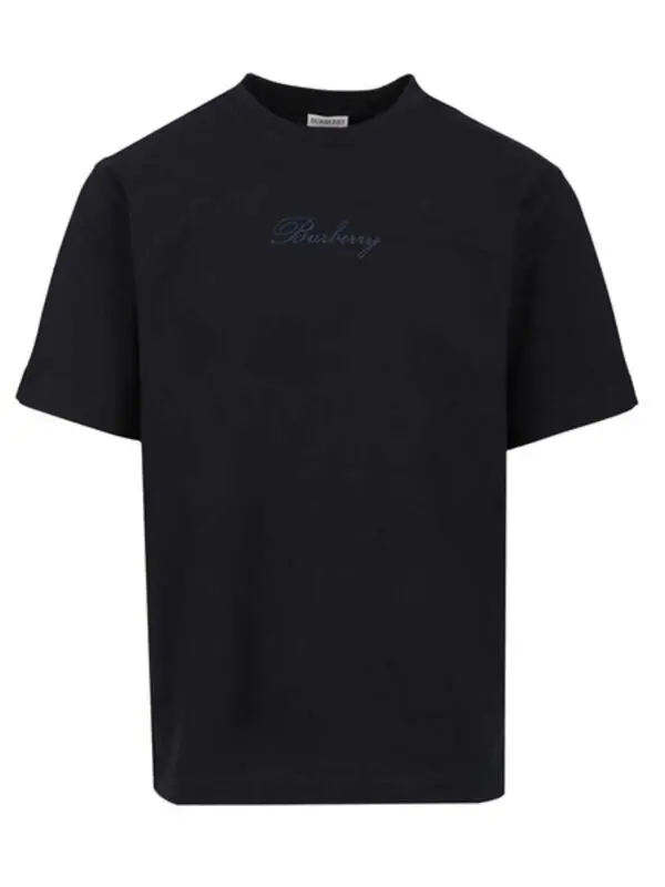 Burberry Embroidered Logo Short Sleeve T-shirt For - Navy