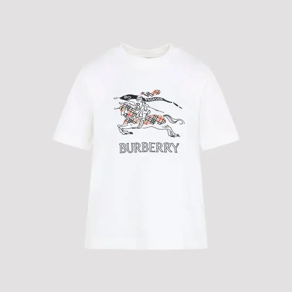Burberry Cotton T-shirt With Ekd Embroidered Motifs - White