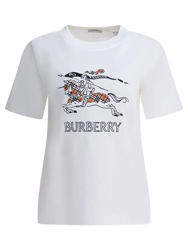 Burberry Cotton T-shirt With Embroidered Motifs - White