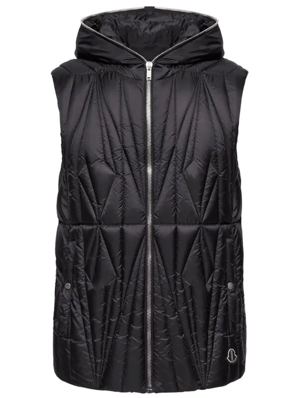 Moncler Luxe Leather Oversized Coat For - Black