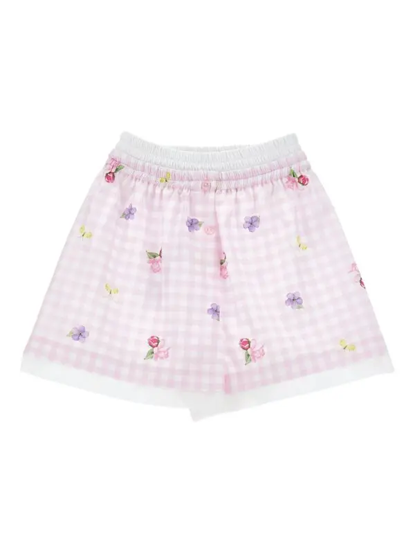 Monnalisa Gingham Floral Mini Shorts - Multicolor