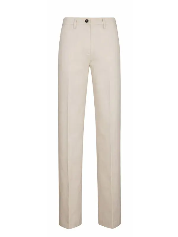 NINE:INTHE:MORNING Tailored Linen Trousers With Logo Button Detail - Beige
