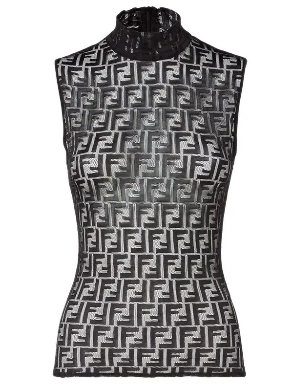 Fendi Fitted Sleeveless Top With High Neck