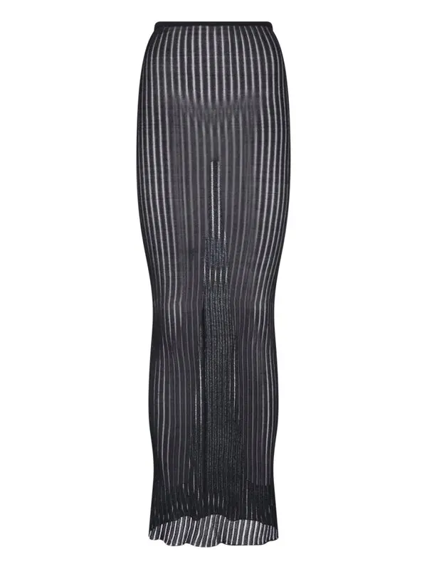 DONDUP Sheer Ribbed Knit Maxi Skirt