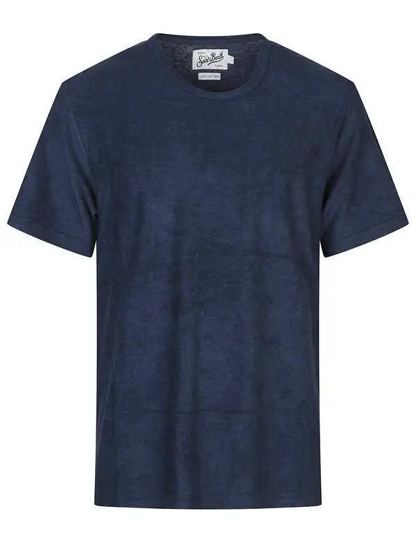 MC2 SAINT BARTH Round Neck Short Sleeve Logo T-shirt - Navy