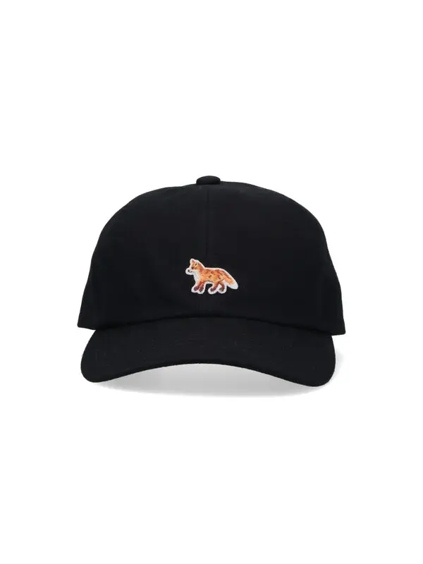 Maison Kitsuné Embroidered Fox Cap - Black
