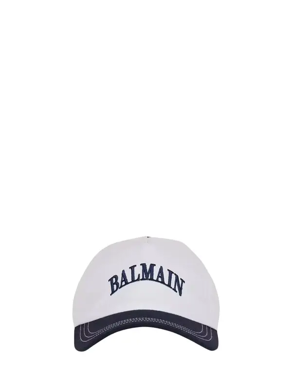 Balmain Two-tone Cotton Cap - White