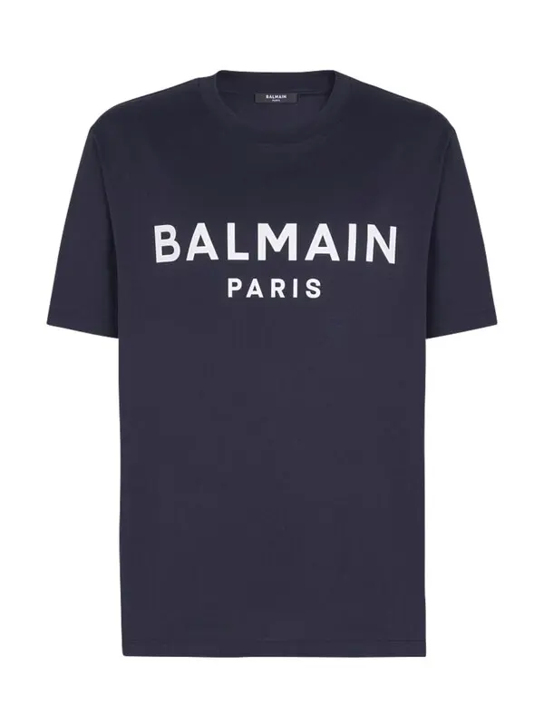 Balmain Round Neck Short Sleeve T-shirt - Navy