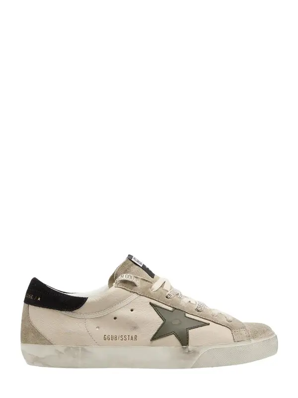 GOLDEN GOOSE Leather Superstar Sneakers With Suede Accents And Contrast Heel Tab - Green