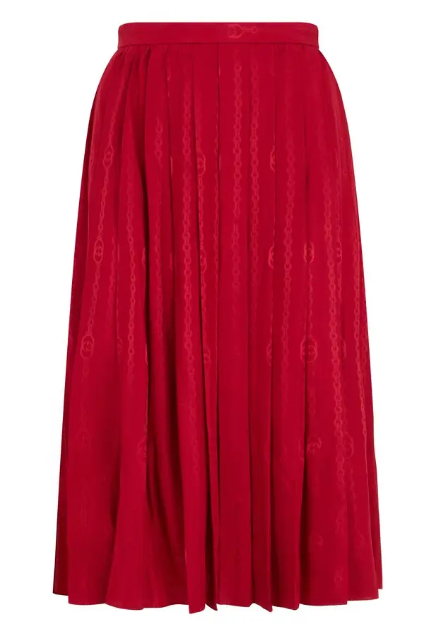 Gucci High-waist Pleated Silk Twill Maxi Skirt - Red