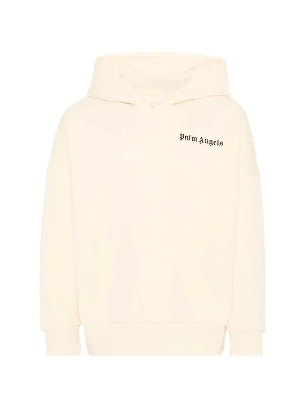 Palm Angels Hooded Neck Mini Pouch Handbag With Logo Print And Long Sleeves - White