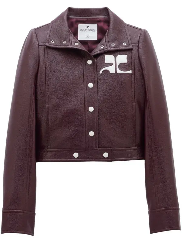 COURREGES Padded Glossy Vinyl Jacket With High Collar - Bordeaux