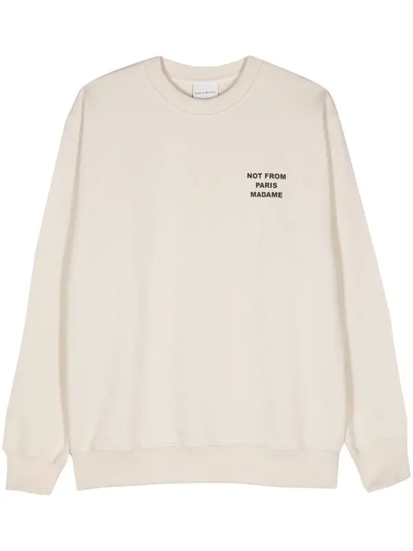 Drole De Monsieur Ribbed Cuff Sweater With Crew Neck For - Ivory