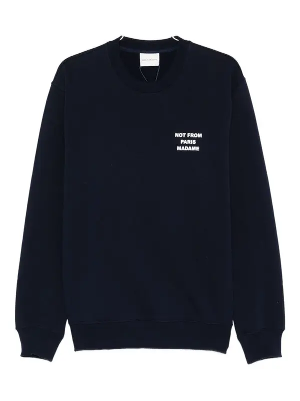Drole De Monsieur Crew Neck Long Sleeve Sweater - Navy