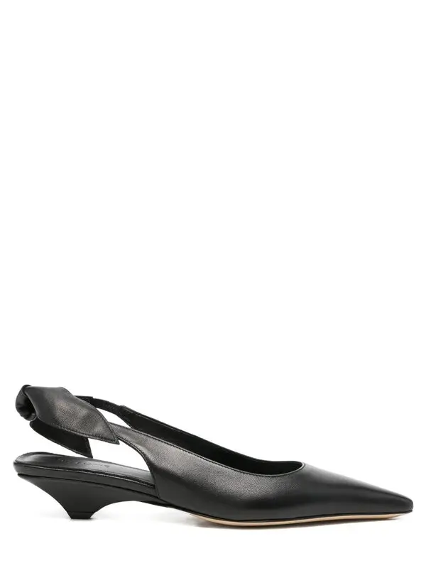 VIC MATIE Leather Slingback Pumps With Bow Detail - Black