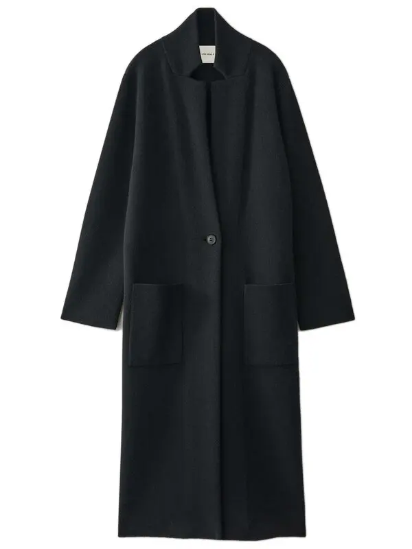 LISA YANG Cashmere Coat With Peak Lapels And Patch Pockets - Nero