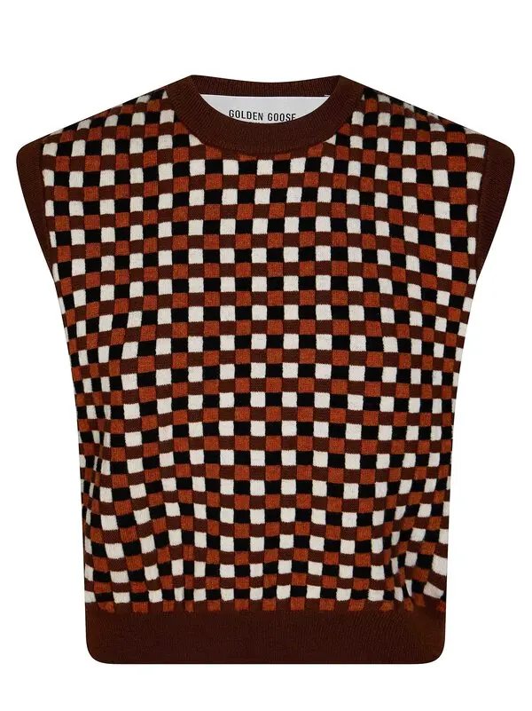 GOLDEN GOOSE Wool Gilet For Mini Style - Marrone