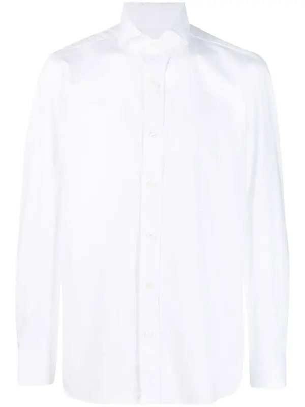 LUIGI BORRELLI Stylish Cotton Long Sleeve Shirt With Buttoned Cuffs - White