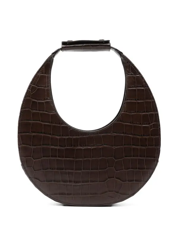 Staud Embossed Top Handle Handbag With Protective Dust Cover - Brown