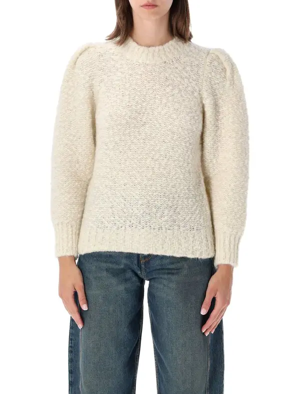 Isabel Marant Étoile Wool-blend Crewneck Sweater With Puff Sleeves - Beige