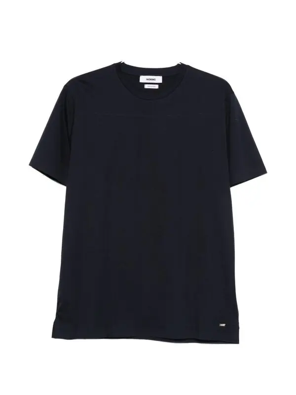 HESKIMO Round Neck Short Sleeve T-shirt With Tonal Stitching - Navy