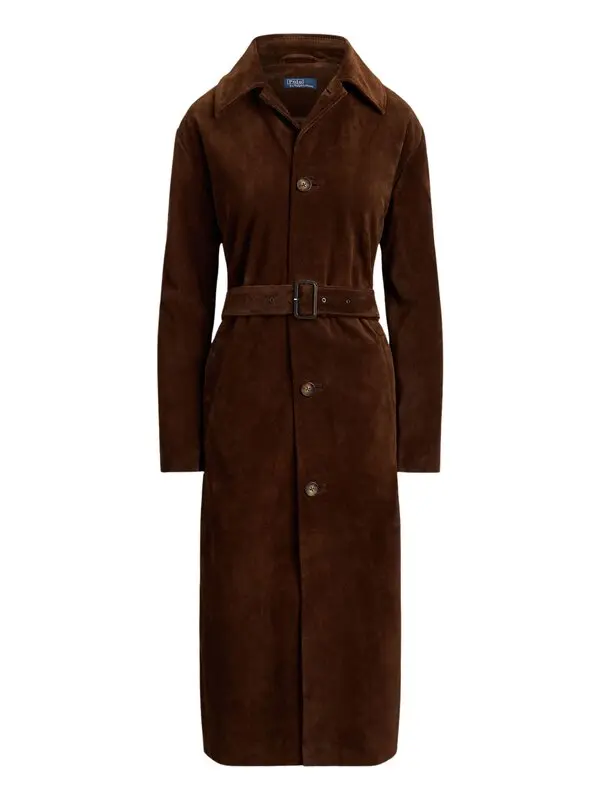 Ralph Lauren Belted Leather Trench Coat - Brown