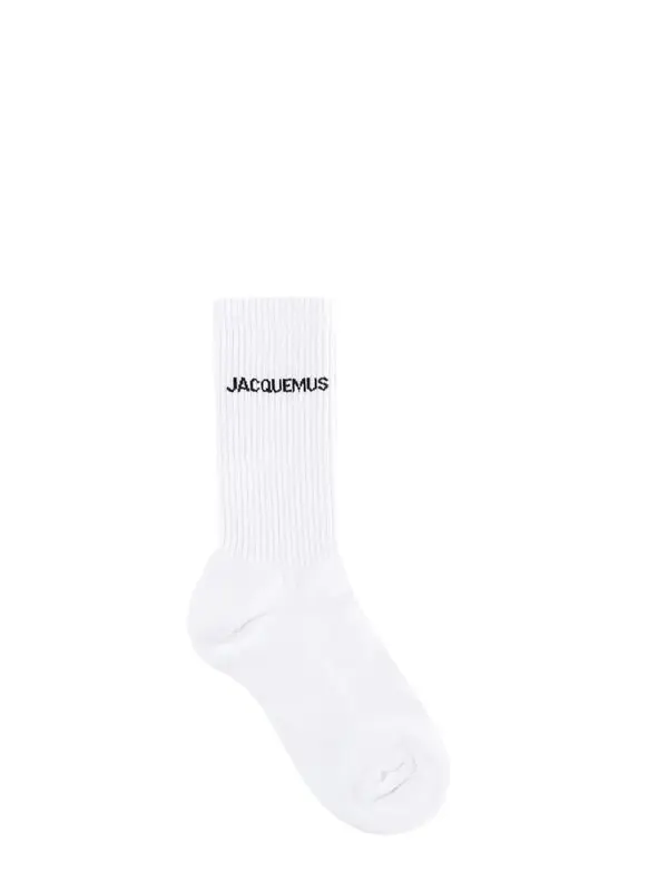 Jacquemus Logo Cotton Blend Crew Socks - White