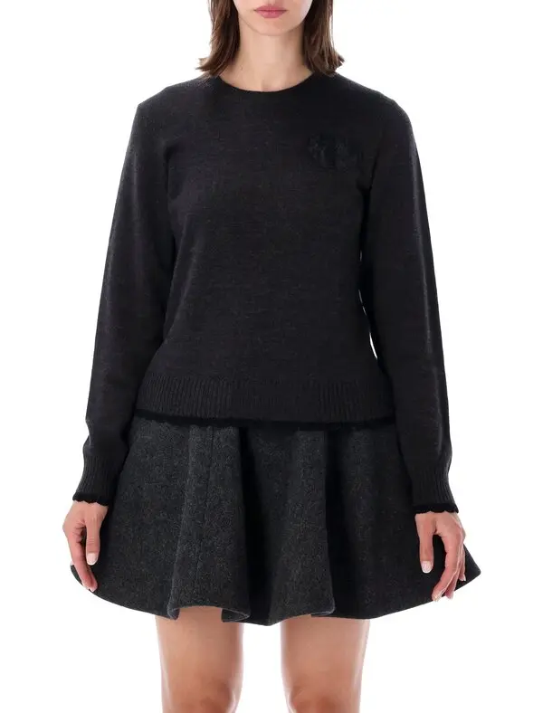GANNI Wool-cotton Crew Neck Sweater - Phantom Grey