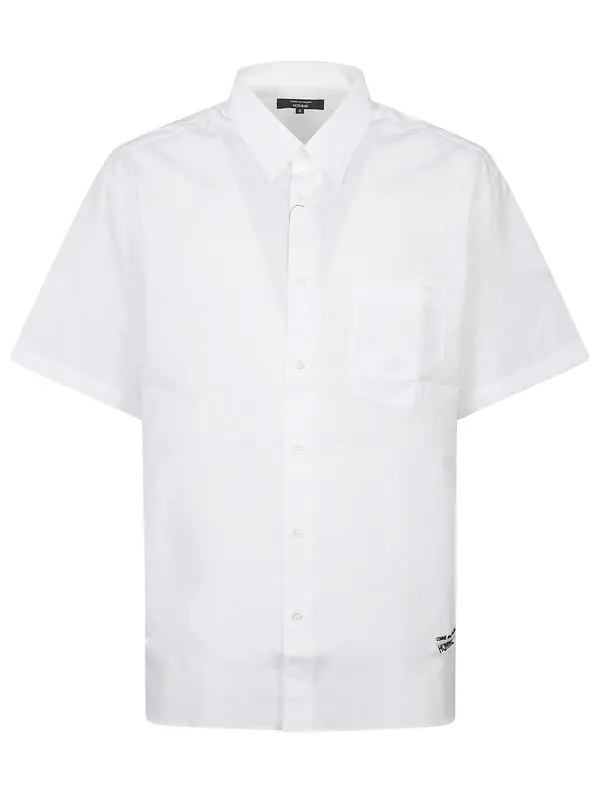 Comme Des Garçons Short Sleeve Button-up Shirt With Chest Pocket - White