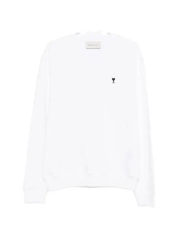 AMI Paris Cotton Sweatshirt With Heart Detail - White