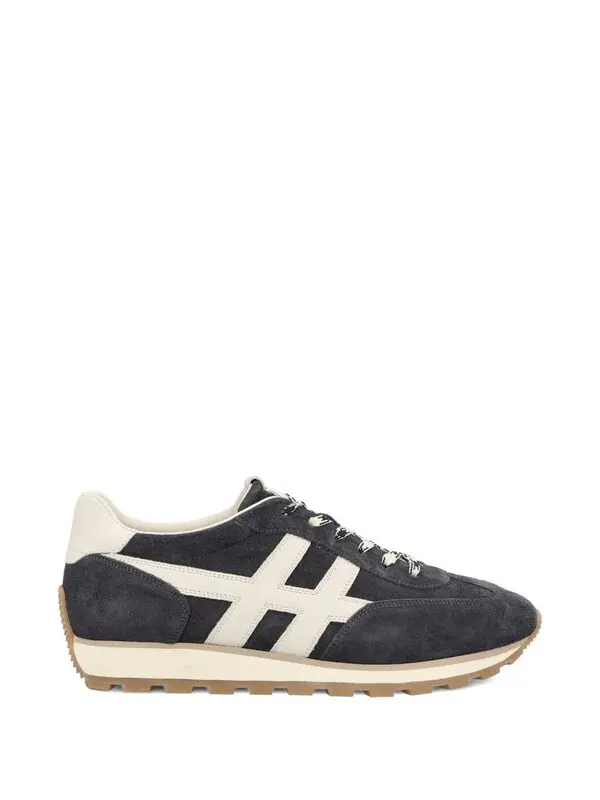 Hogan H' Logo Lace-up Sneakers With Ridged Sole - Navy