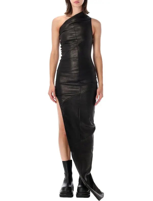 Rick Owens Sculptural Draped Slip Dress - Nero
