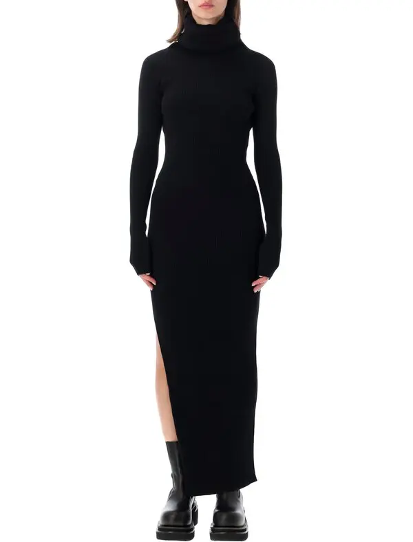 Rick Owens Ribbed Mini Dress With Draped Detail