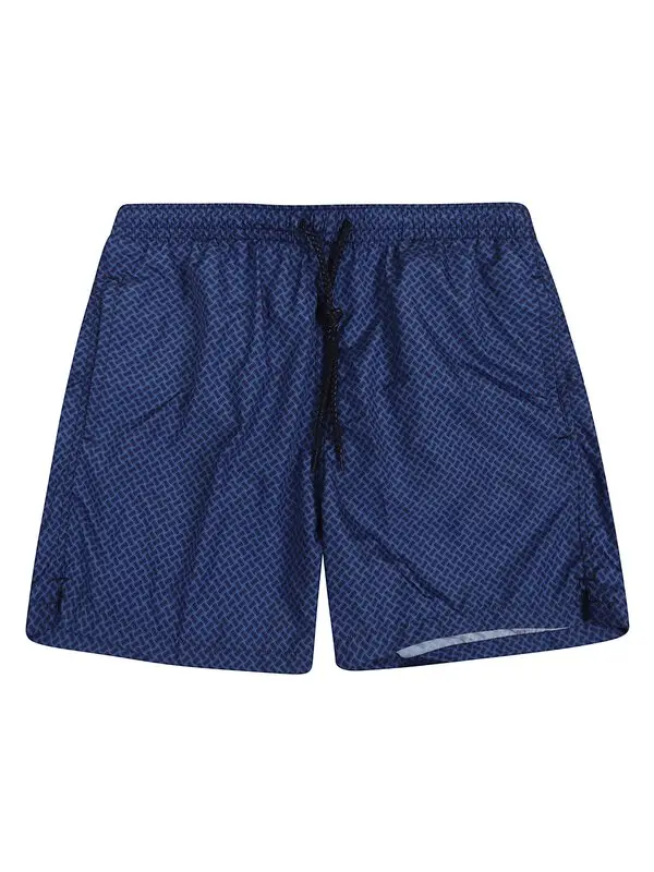 DRUMOHR Geometric Print Drawstring Swim Shorts With Patch Pocket