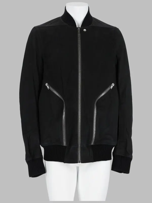 Rick Owens Leather Jacket With Sculpted Silhouette - Black