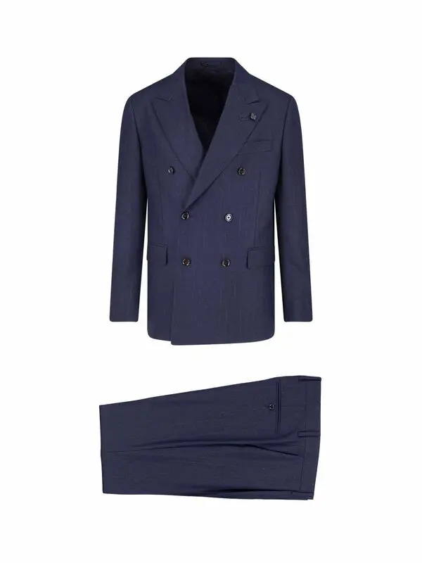 LARDINI Wool-cashmere Blend Double-breasted Dress Coat - Blue
