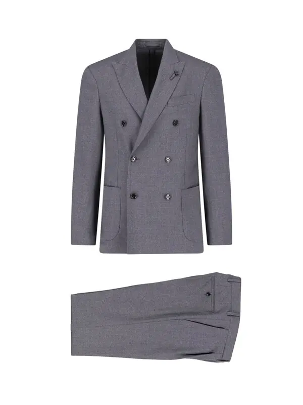 LARDINI Wool-cashmere Blend Double-breasted Dress Coat - Grey